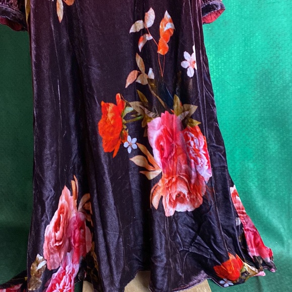 Jonny Was | Dresses | Johnny Wass Red Orange Plum Velvet Midi Dress ...